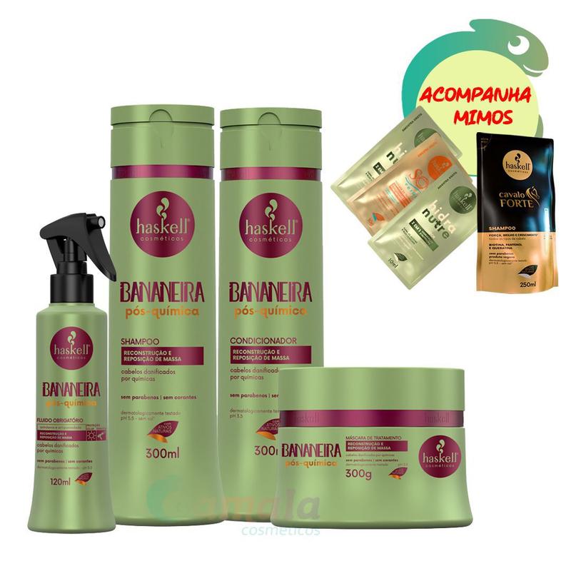 Kit Haskell Bananeira Sh Cond Mascara 300ml e Fluido 150ml - Kit de Tratamento para Cabelos ...