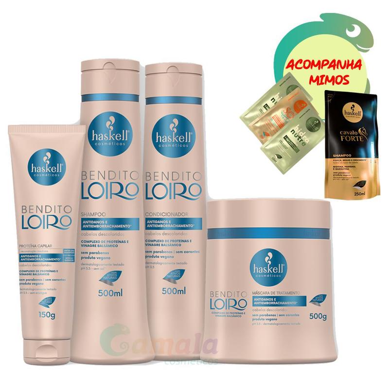 Kit Haskell Bendito Loiro Sh Cond Masc 500 E Proteina 150g - Kit de Tratamento para Cabelos ...