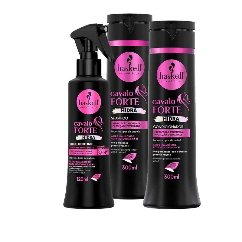 Kit Haskell Cavalo Forte Hidra 300Ml Shp/Cond/Tônico Hidrata - Kit de ...