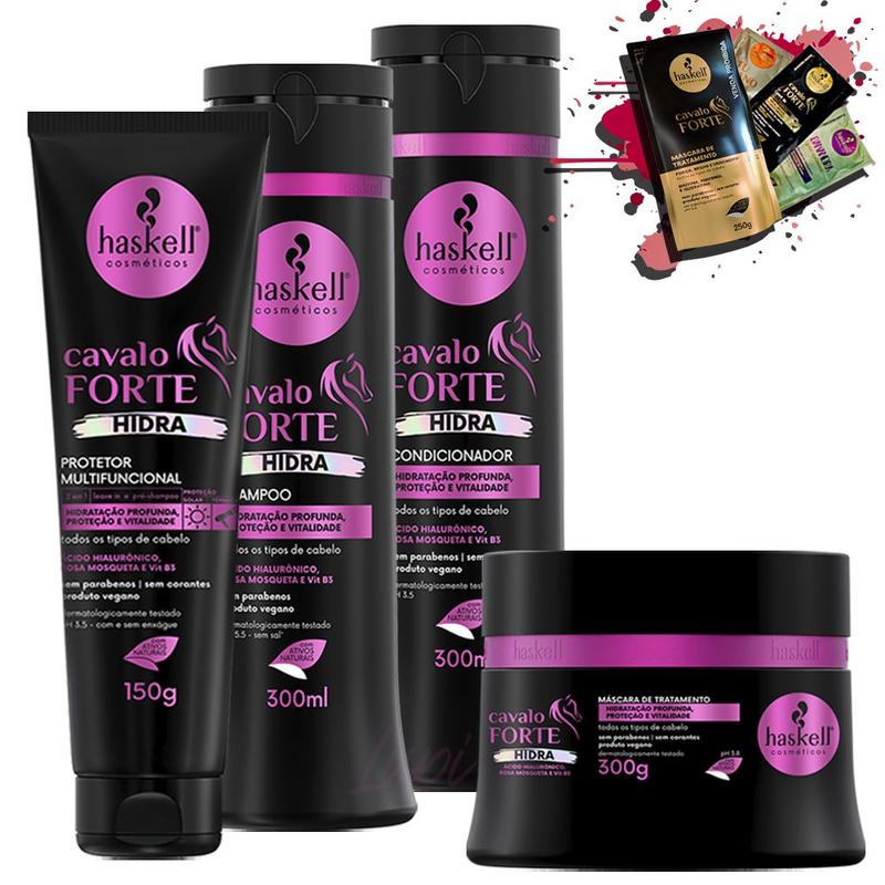 Kit Haskell Cavalo Forte Hidra Sh, Cond, Masc 300 e Protetor - Kit de ...
