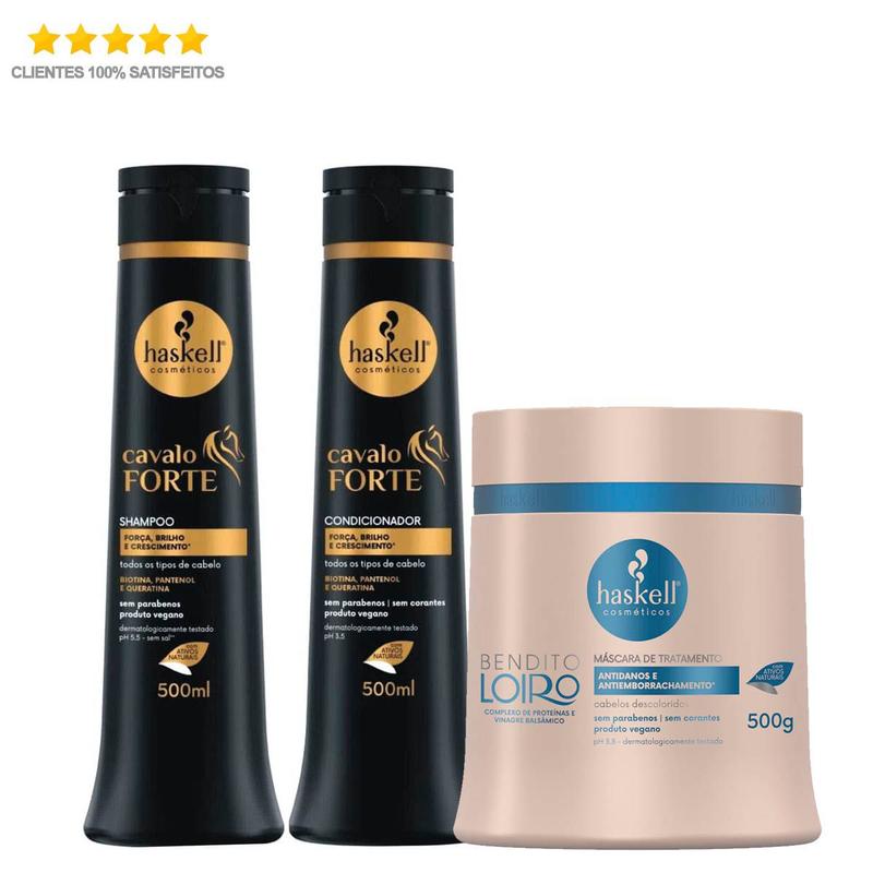 Kit Haskell Cavalo Forte Sh. Cond. 500ml + Másc Bendito 500g - Kit de Tratamento para Cabelos ...