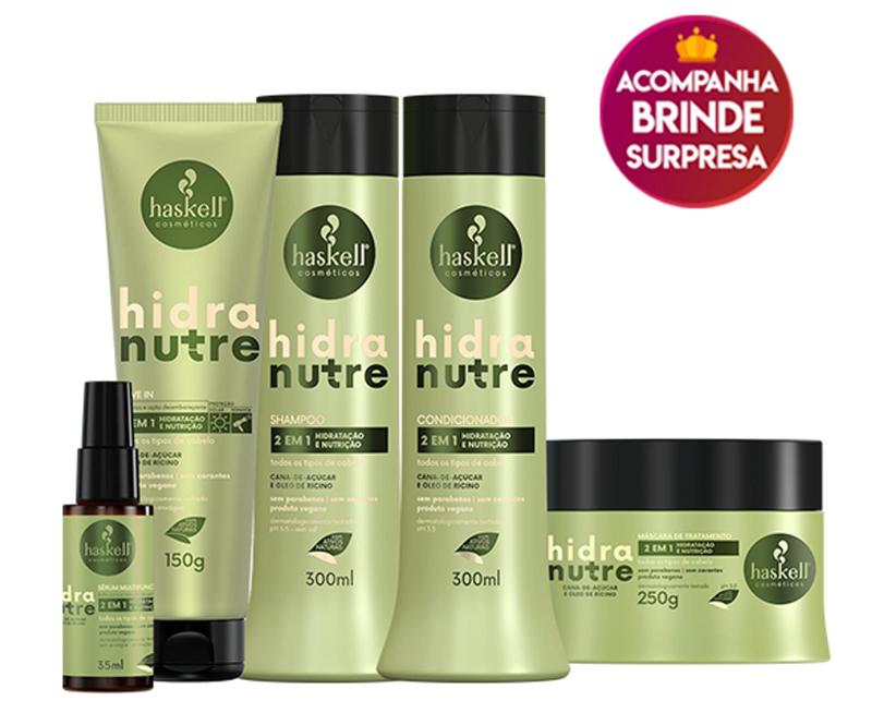 Kit Haskell Hidranutre 300ml Completo Shampoo + Condicionador + Máscara + Leave In + Sérum - Kit ...
