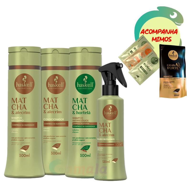 Kit Haskell Sh e Cond Matcha + Sh Hortelã e Fluido 300ml - Kit de Tratamento para Cabelos ...