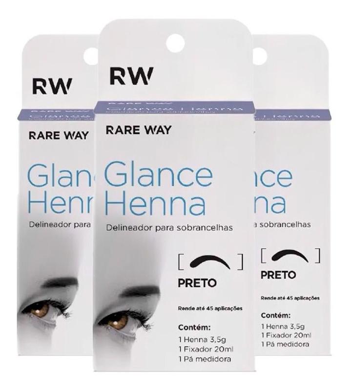 Kit Henna Glance Profissional 3un Preto 3,5g - Tinta e Henna para ...