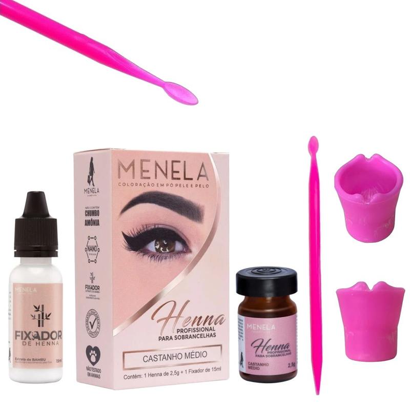 kit Henna Menela Sobrancelha Profissional Com Palito Dosador Aplicador ...