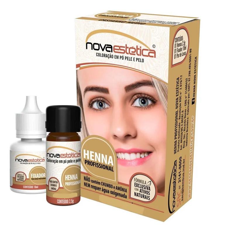 Kit Henna Para Sobrancelhas Nova Estética Castanho Escuro 2,5g - Tinta ...