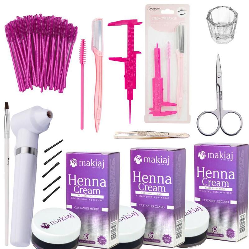 Kit Henna Sobrancelha Paquimetro escovinha design moldes rena ...