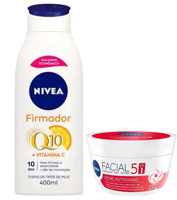 kit Hidratante Nívea Firmador Q10 400mL + Creme Facial Antissinais 100g ...