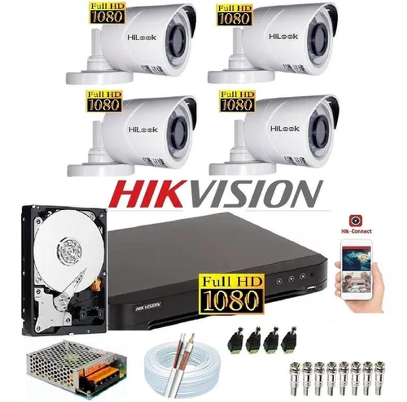 Kit Hikvision 4 Cam Fullhd 1080p Hilook Dvr 4 7204hqhi-k1 Hd - Câmera ...