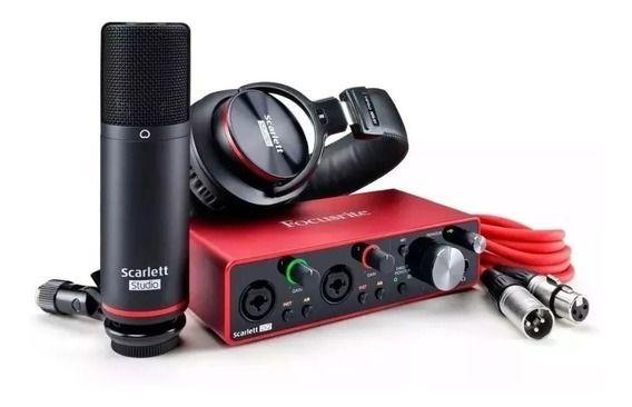 Kit Home Studio Scarlett 2i2 Studio - 3a Geração - Focusrite - Mini 3 ...