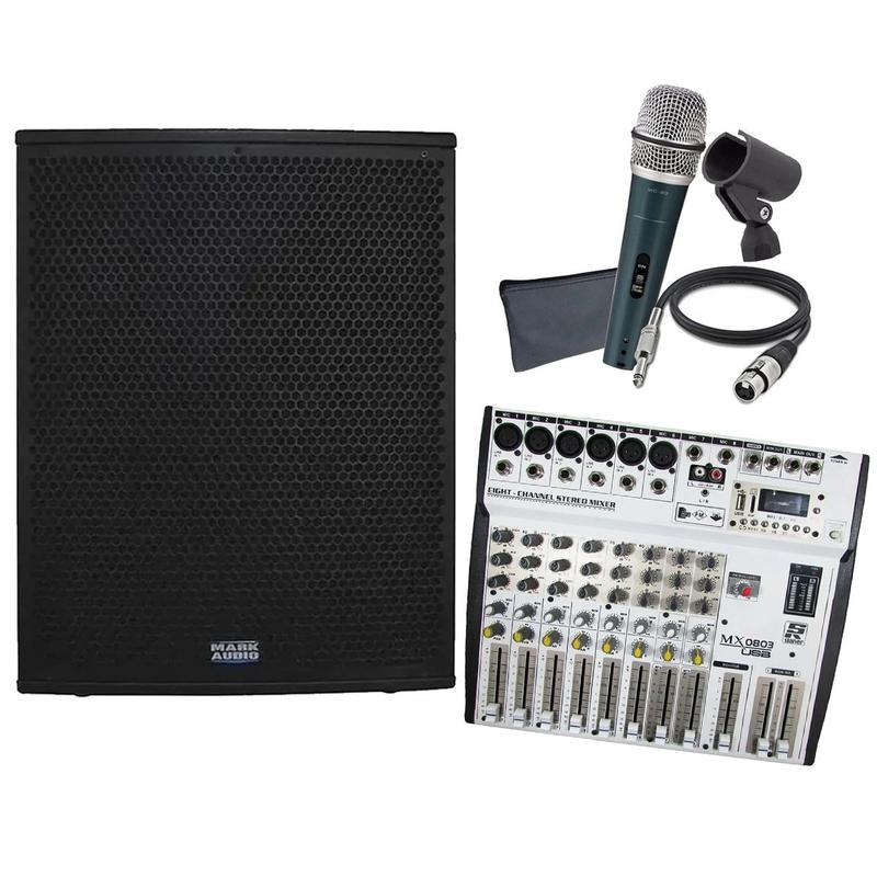Kit Igreja Caixa Ativa + Microfone + Mesa 8 Canais - MARK AUDIO - Caixas de Som - Magazine Luiza