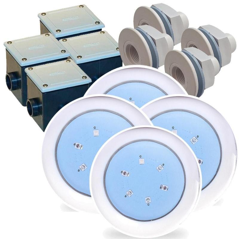 Kit Iluminação 4 Refletores Rgb 6W + Caixa + Adaptador Fibra - 4Dix ...