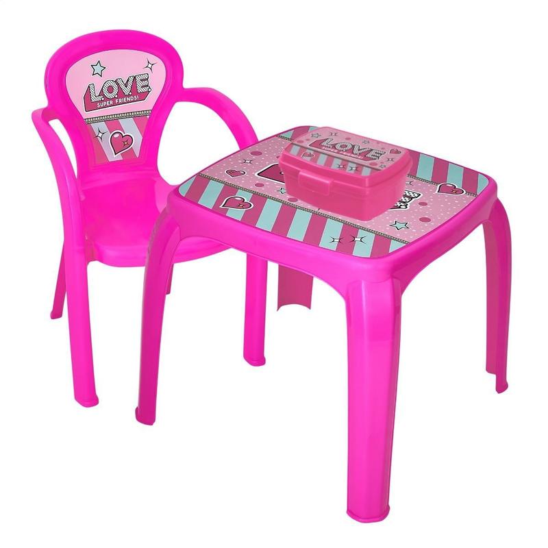 Kit Infantil Com Mesa Cadeira Lancheira Decorado Usual Util - Mesa de ...