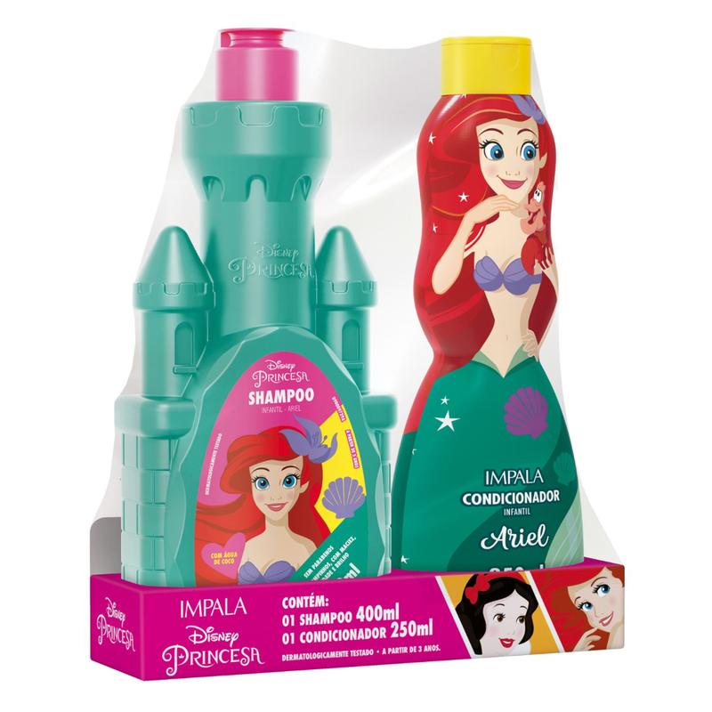 Kit Infantil Impala Disney Princesas Ariel Shampoo 400ml Condicionador ...