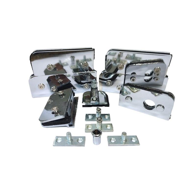 Kit Instalação 2 Folhas Alumínio Cromado Porta Pivotante Dupla Blindex ...