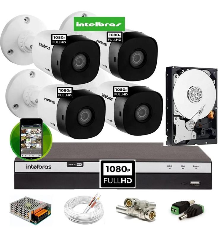 Kit Intelbras 4 Cam 1220b Fullhd Dvr Mhdx 3104 Fullhd C/ 1tb - Gravador ...