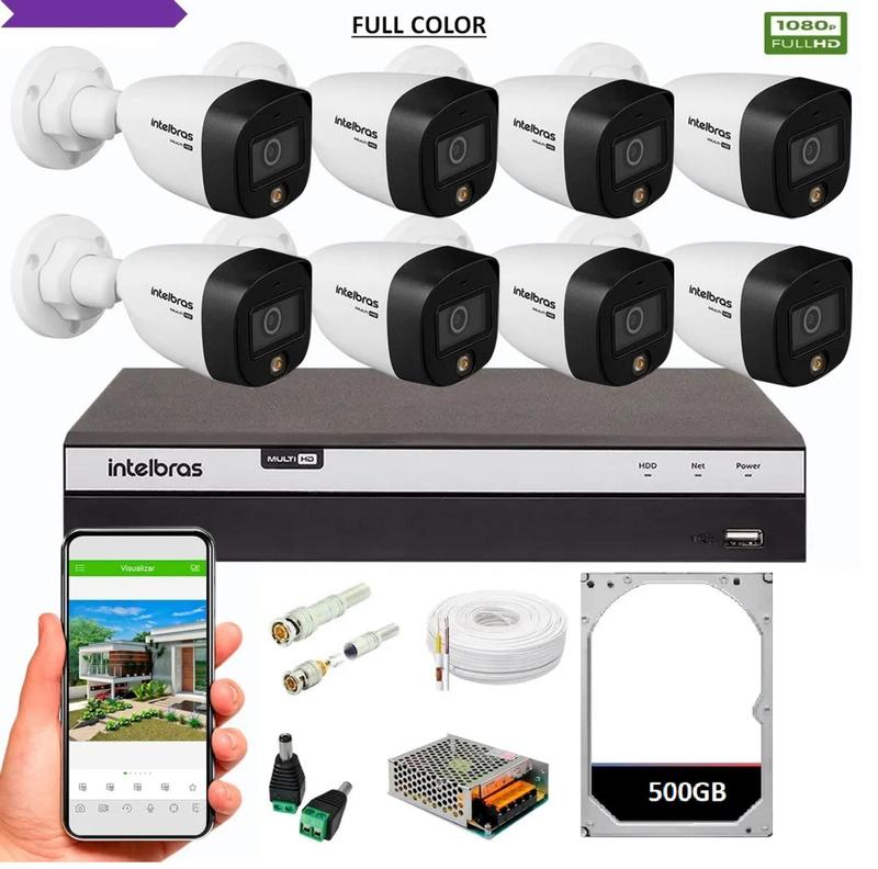 Kit Intelbras 8 Cameras Full Color 1220b Dvr Mhdx 3108 c/hd 500gb ...