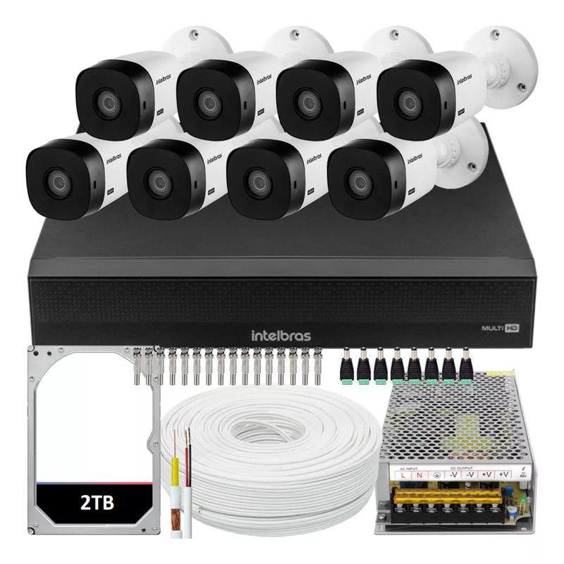 Kit Intelbras 8 Câmeras Vhl 1120 20m Dvr De 16 Canais 1016c com Hd 2tb ...