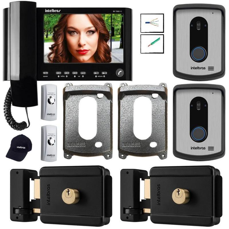 Kit Interfone camera Intelbras P/ 2 entradas com 2 fechadura ...