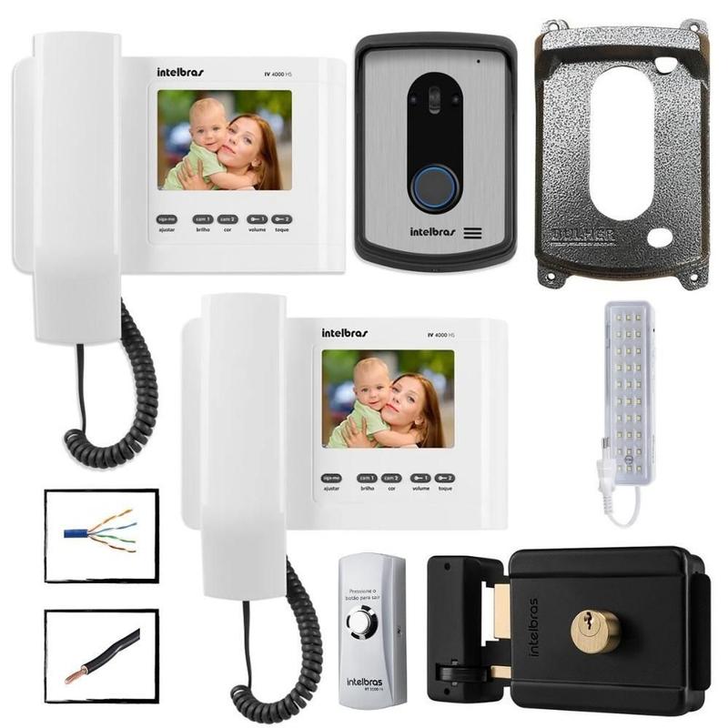 Kit Interfone Camera Iv 4010Hs Intelbras Extensão Fechadura - Interfone ...