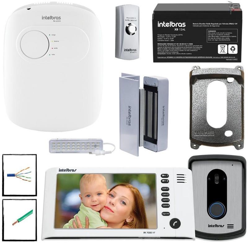 Kit Interfone Camera IV 7010HF Intelbras Fechadura Eletroima ...