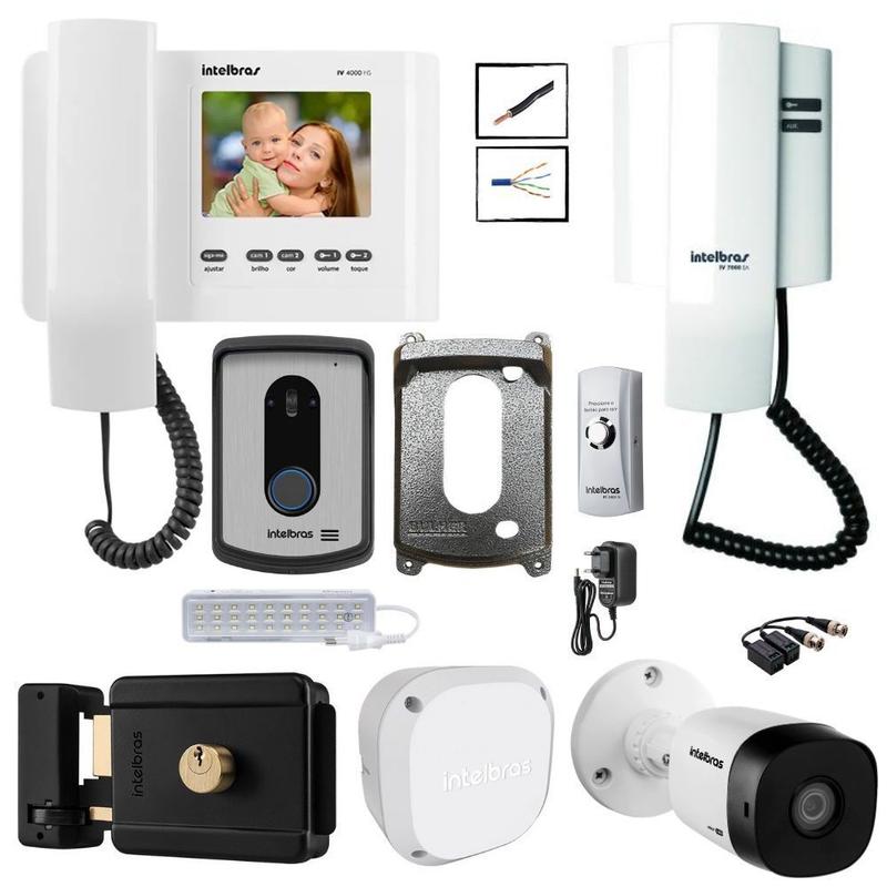 Kit Interfone Camera IV4010HS Intelbras extensão e Fechadura ...