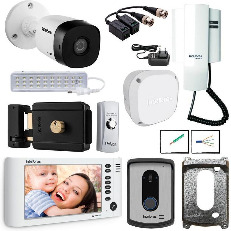 Kit Interfone Camera IV7010HF Intelbras extensão e Fechadura ...