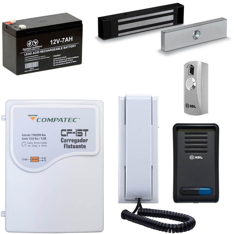 Kit Interfone HDL Com Fechadura Magnética 180Kg Externa Com Fonte ...