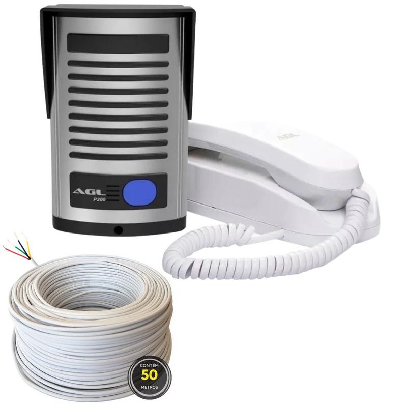 Kit Interfone Porteiro P200 Agl Ai 4 Fios + 50m De Cabo - Interfone e ...