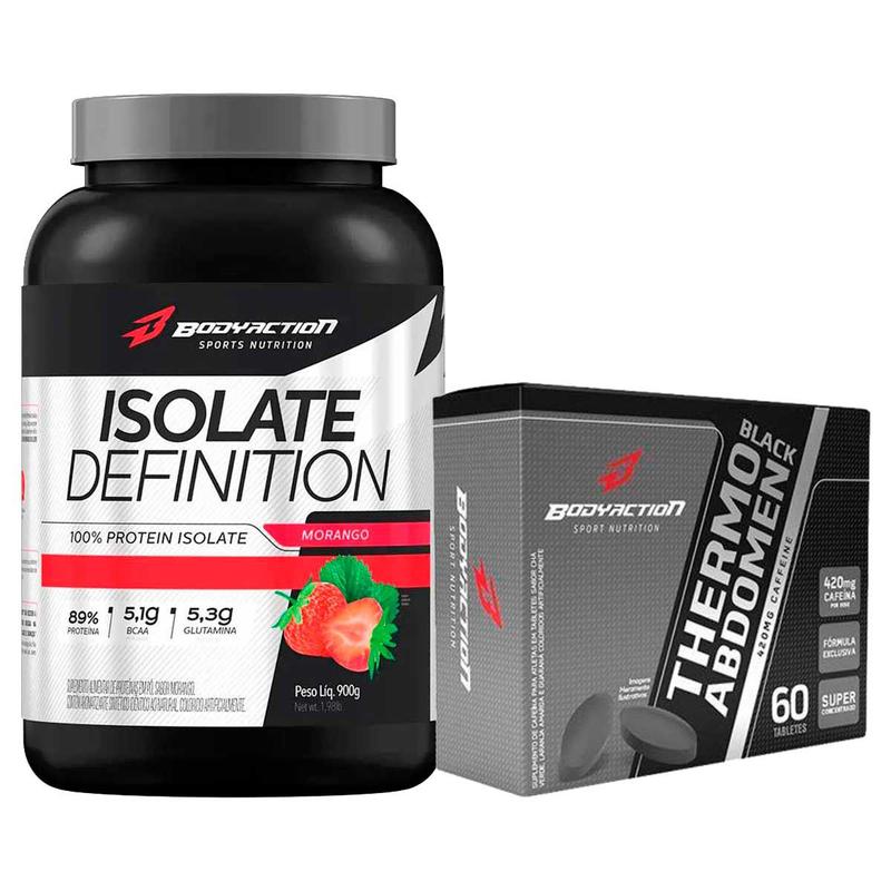 Kit isolate definition 900g + thermo abdomen black 60 tabletes body ...