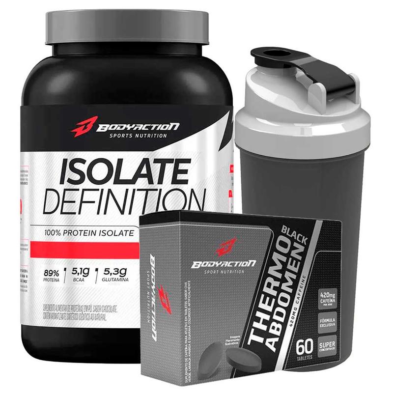 Kit isolate definition 900g + thermo abdomen black 60 tabs body action ...