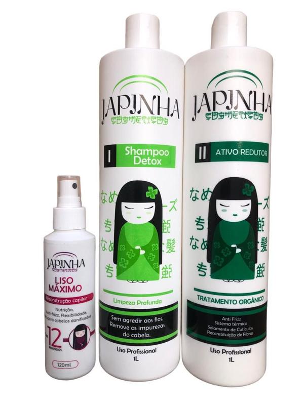 Kit Japinha Shampoo + Progressiva Óleo Orgânico 1 Litro + Liso Maximo ...