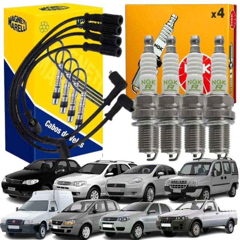Kit Jogo 4 Cabos e Velas de Ignição Original Fiat Siena Palio Doblo ...