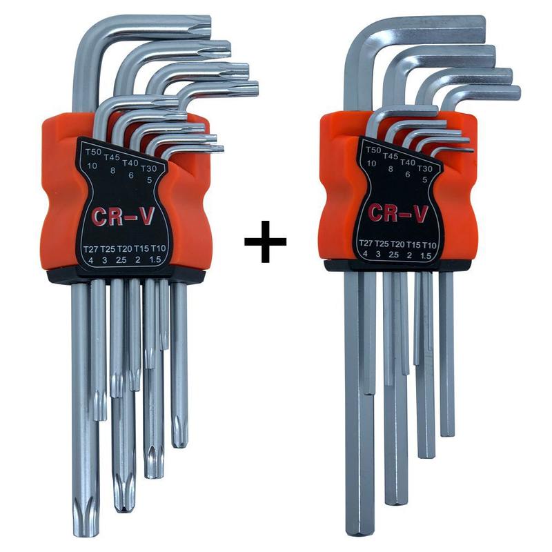 Kit Jogo Chave Torx Longa Tipo L Profissional T10 a T50 + Jogo de Chave ...