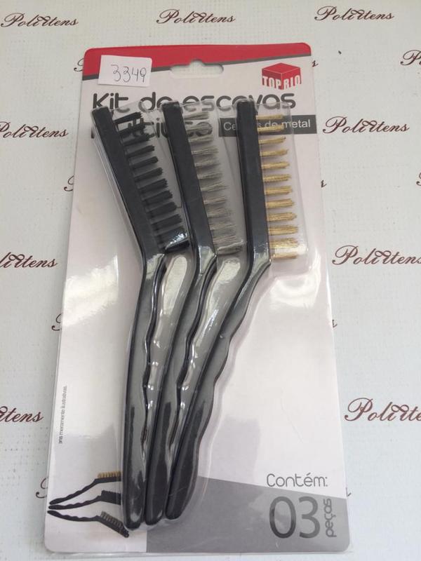 Kit jogo com 3 escovas de aço inox bronze e nylon - WESTERN - Escova de ...