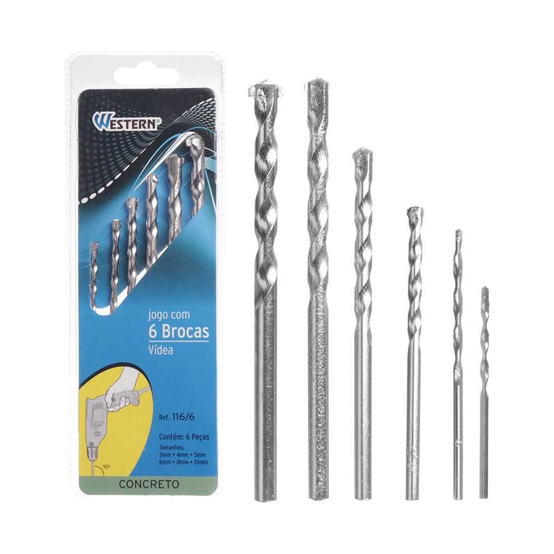 Kit Jogo de Brocas de Videa Parede Concreto Alvenaria 3 A 10mm (6pçs ...