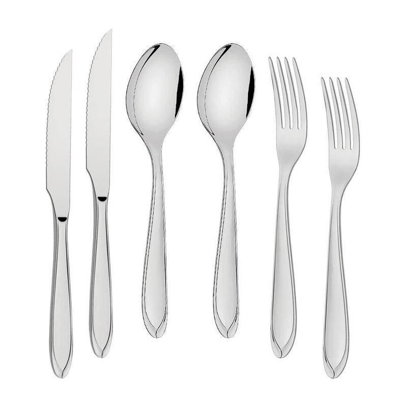 KIT - Jogo de Facas, Garfos e Colheres Luxo Laguna 72 Peças em Aço Inox ...