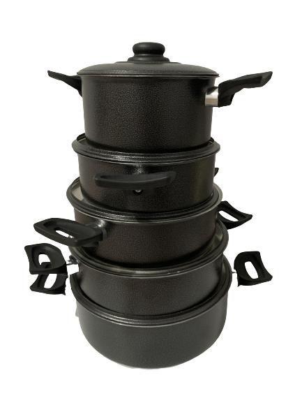 Kit Jogo de Panelas Alumínio 5 Peças Preto Craqueado - GRENADA - Jogo ...