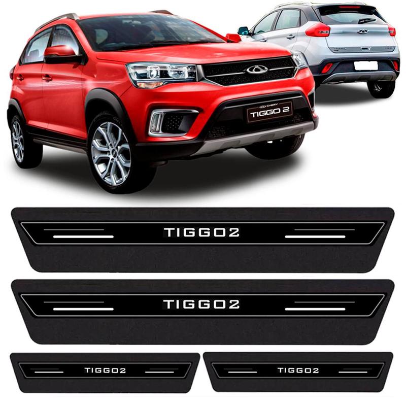 Kit Jogo Soleira de Porta Chery Tiggo 2 Vinil Adesiva Platinum - Sofisti-Car - Soleira ...