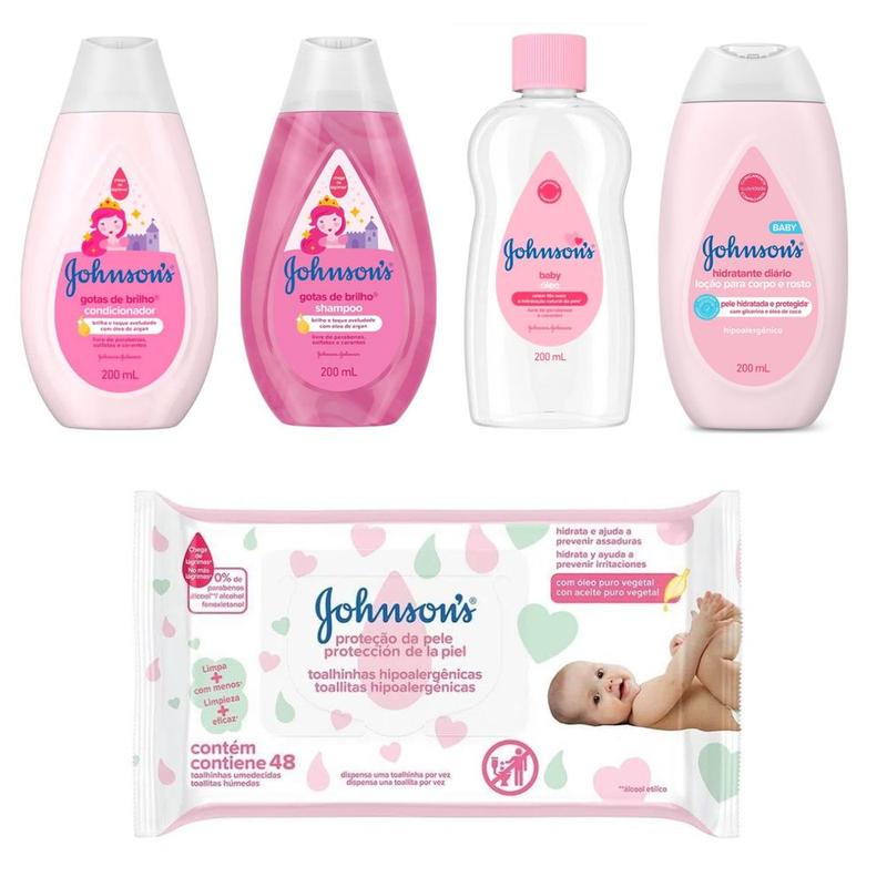 Kit Johnsons Baby Sh + Cond. + Hidratante + Óleo + Lenço - Óleo ...