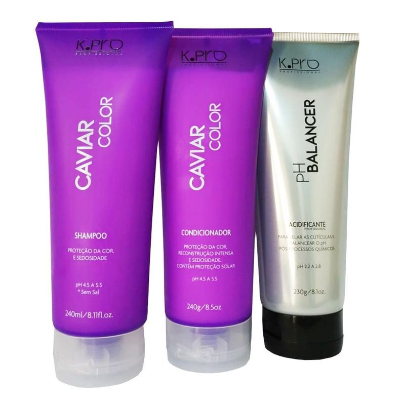 Kit K.Pro Caviar Color Sh 240ml + Cd 240g + Ph Balancer 230g - Máscara ...