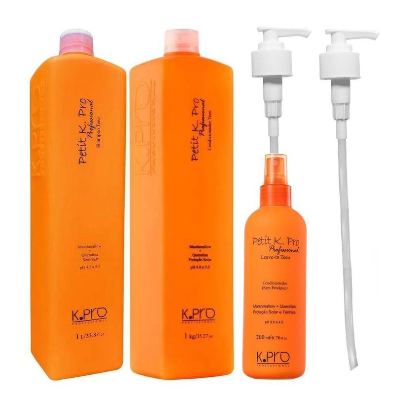 Kit K.Pro Petit Teen Shampoo 1 Litro + Condicionador 1 Litro + Leave-in ...