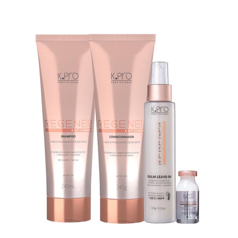 Kit K.Pro Profissional Regenér Shampoo Condicionador Leave-in e Ampola ...