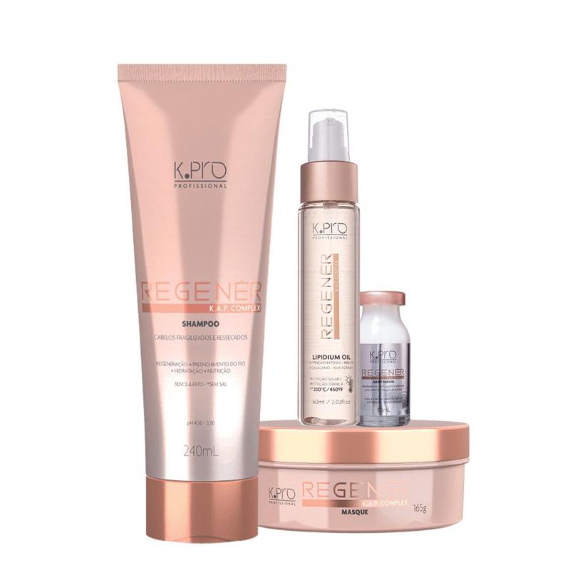 Kit K.Pro Profissional Regenér Shampoo Máscara Oil e Ampola (4 produtos ...