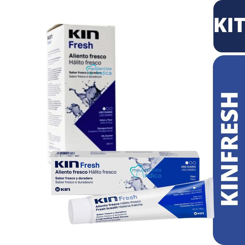 Kit KIN FRESH Enxaguatório 500ml + Creme Dental 155grs Hálito Fresco ...