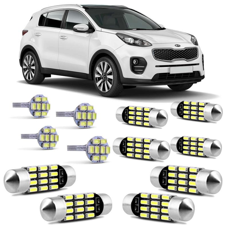 Kit Lâmpadas LED Pingo e Torpedo KIA Sportage para Farolete Placa Teto ...