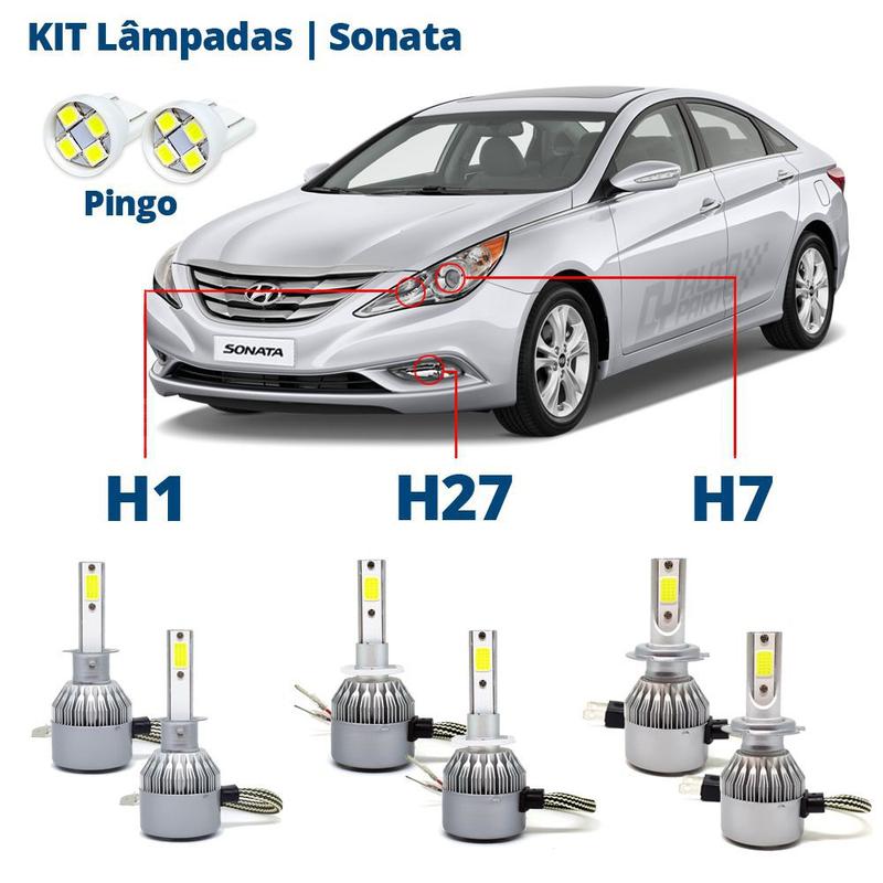 Kit Lâmpadas Sonata 2010 2011 2012 2013 Super Led Branca 6000k 8200 ...