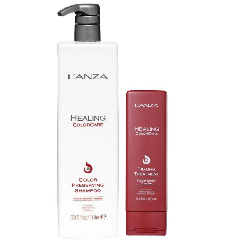 Kit LAnza Healing ColorCare Shampoo 1L e Trauma 150ml - LANZA - Shampoo ...