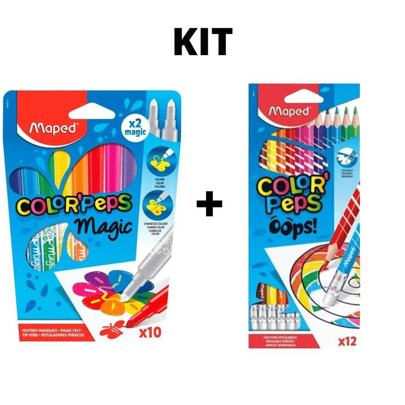 Kit Lápis de Cor Apagável Color Peps c/12 Cores + Canetinha ...