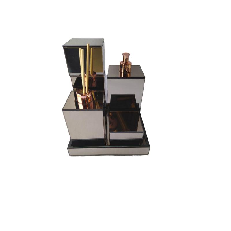 Kit Lavabo Banheiro 5 Peças em Espelho Bronze Revestido com EVA ...